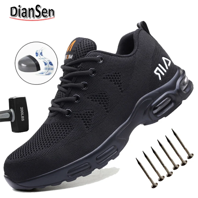 Mens Safety Shoes Steel Toe Boots Air Cushion Work Sneakers Lightweight ...