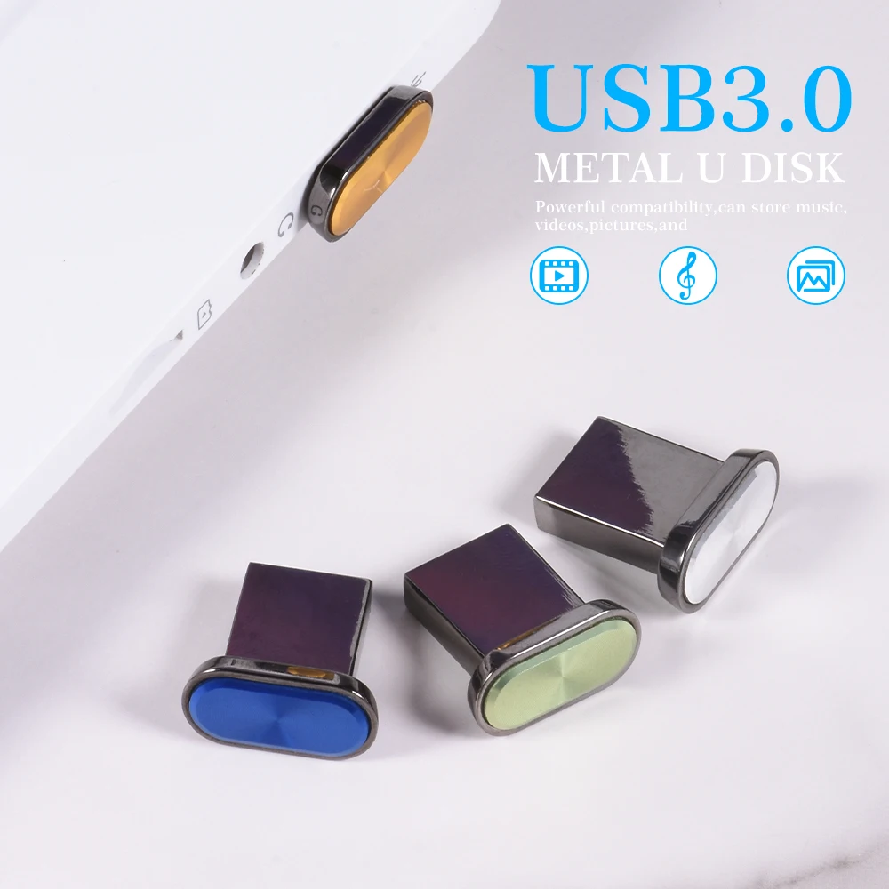 High speed Mini Metal USB 3.0 Flash Drive 64GB Blue Memory stick 32GB U ...
