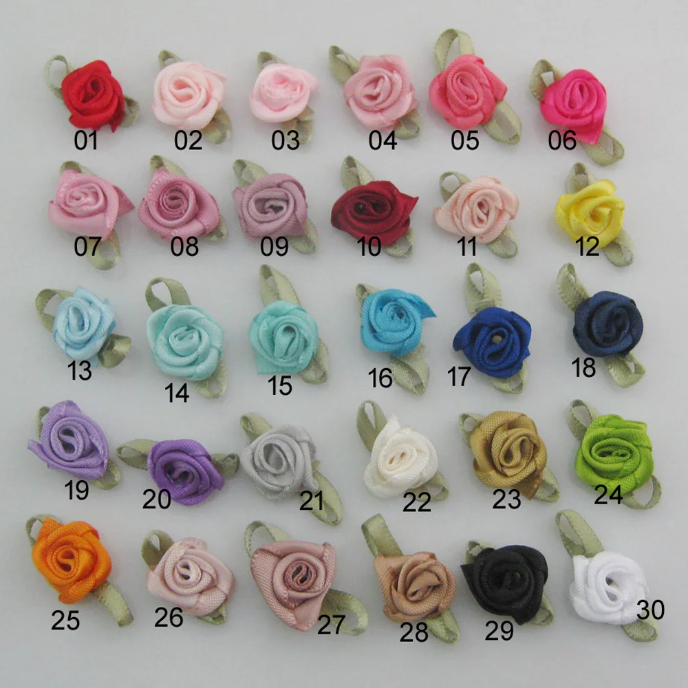 30-Colors-For-Choice-50Pcs-Fashion-Ribbon-Rose-Rosettes-with-Leaf ...