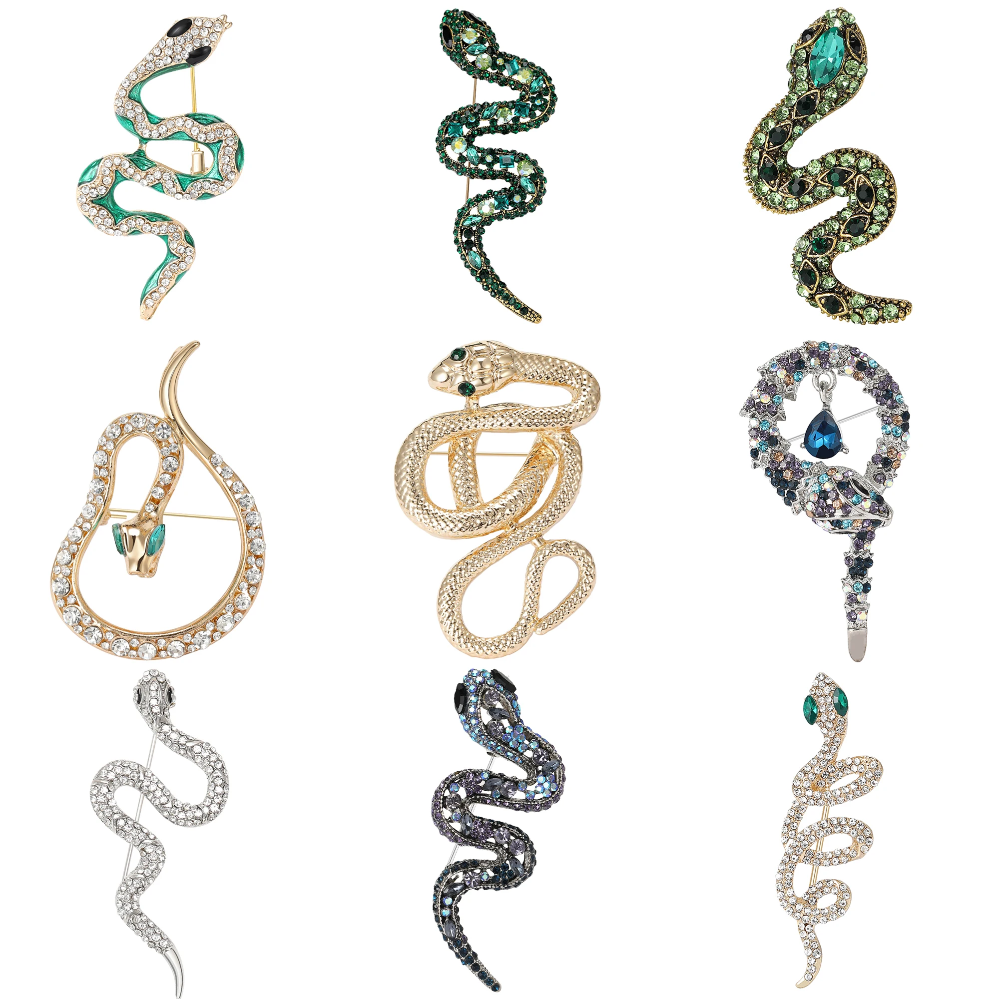 Rhinestone Snake Brooches for Women Unisex Glass Animal Pins Banquet ...