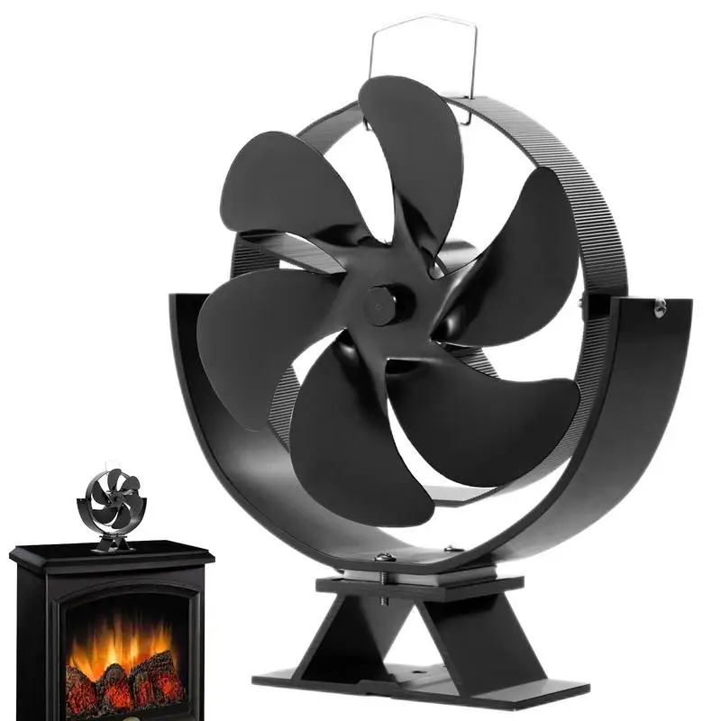 6 Blade Mini Stove Fan Heat Powered Fireplace Fan Log Wood Burner Eco ...