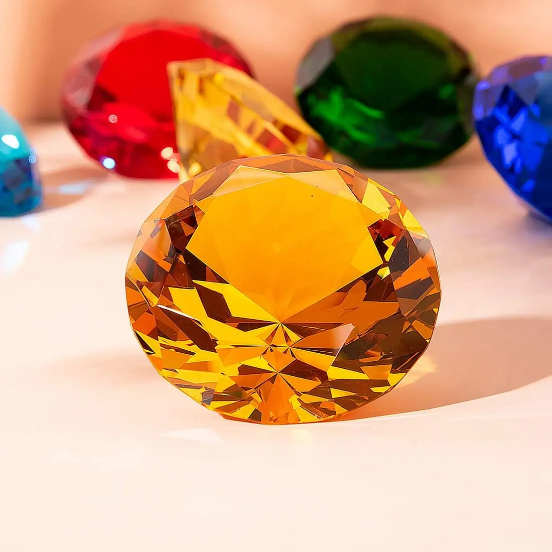 Diamond-Shaped-Paperweight-Clear-Crystal-Diamond-Jewel-Sparkling-Glass ...
