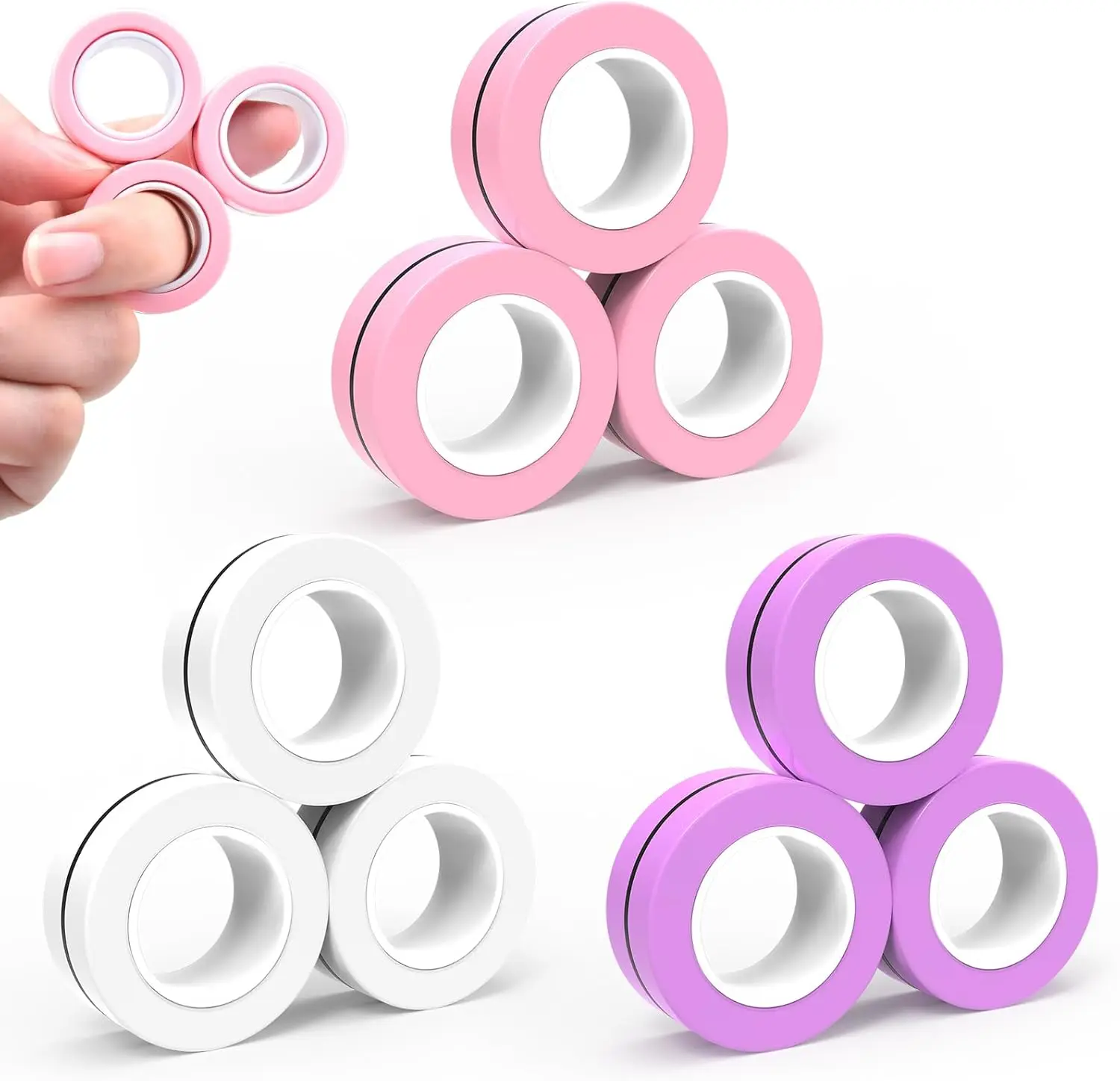 Magnetic Rings Fidget Toys Spinner Set ADHD Anxiety Magnetic Fidget ...