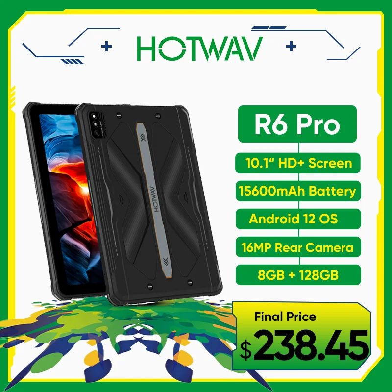 Hotwav R6 Pro Tablet Android 12 Octa Core 8gb 128gb 15600mah 10.1 Hd+ Display 16mp Camera 30w ...