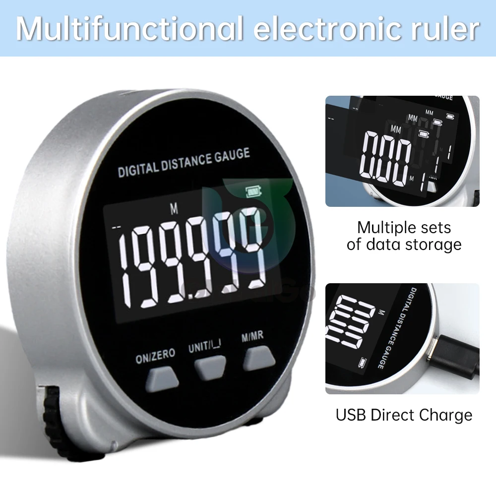 Electric-Ruler-Distance-Meter-Tape-HD-LCD-Screen-Ruler-Tools-Tape ...