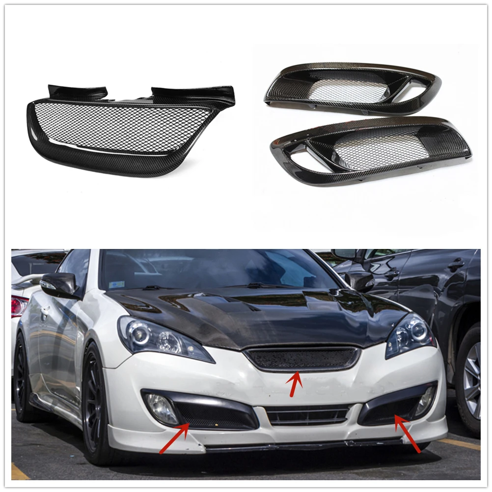 For Hyundai Genesis Coupe 2008-2012 Carbon Fiber Front Grill Grille ...