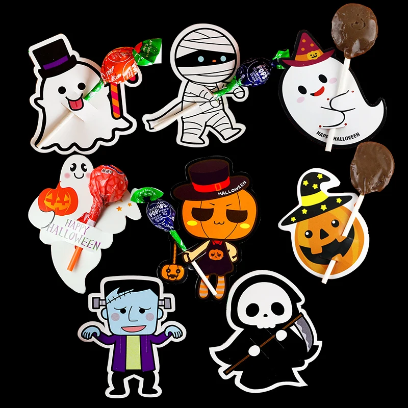 20PCS-Halloween-Lollipop-Holder-Cards-Carton-Pumpkin-Ghost-Skull-Witch ...