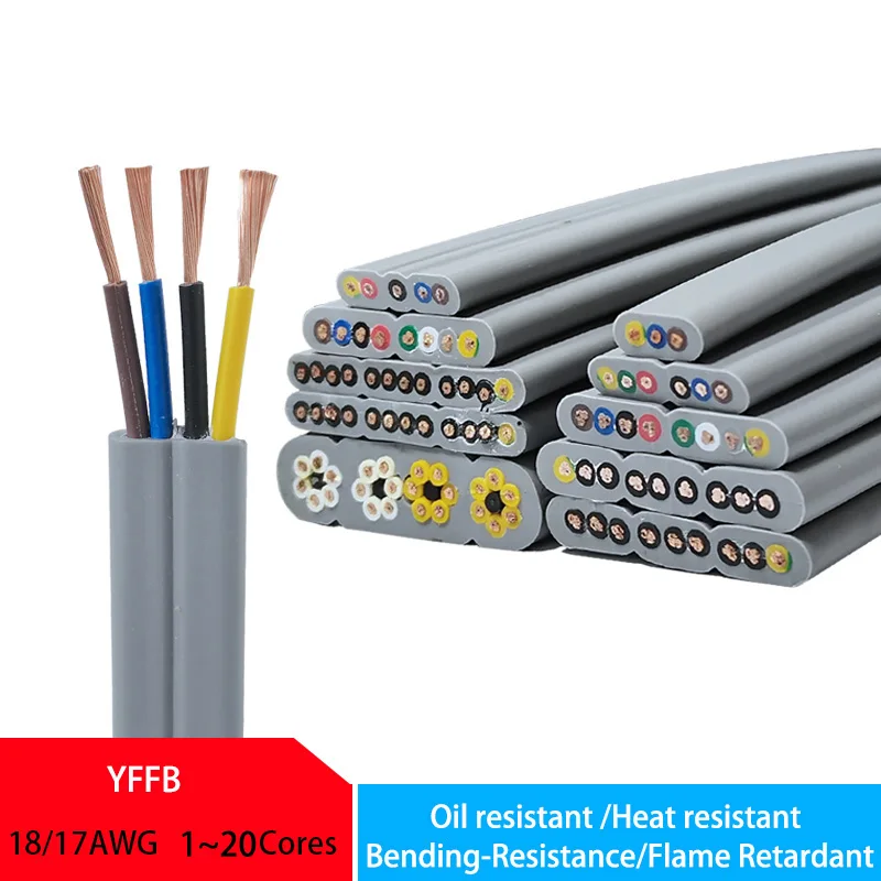 YFFB-Elevator-accompanying-Flat-Cable18-17-15Awg-2-20Core-Soft-Bending-Oil-Resistant-Traveling ...