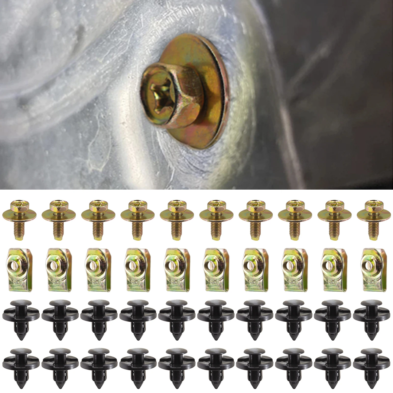 For Nissan Body Bolts U-nuts Clips M6 Nylon Fasteners Push-Type ...