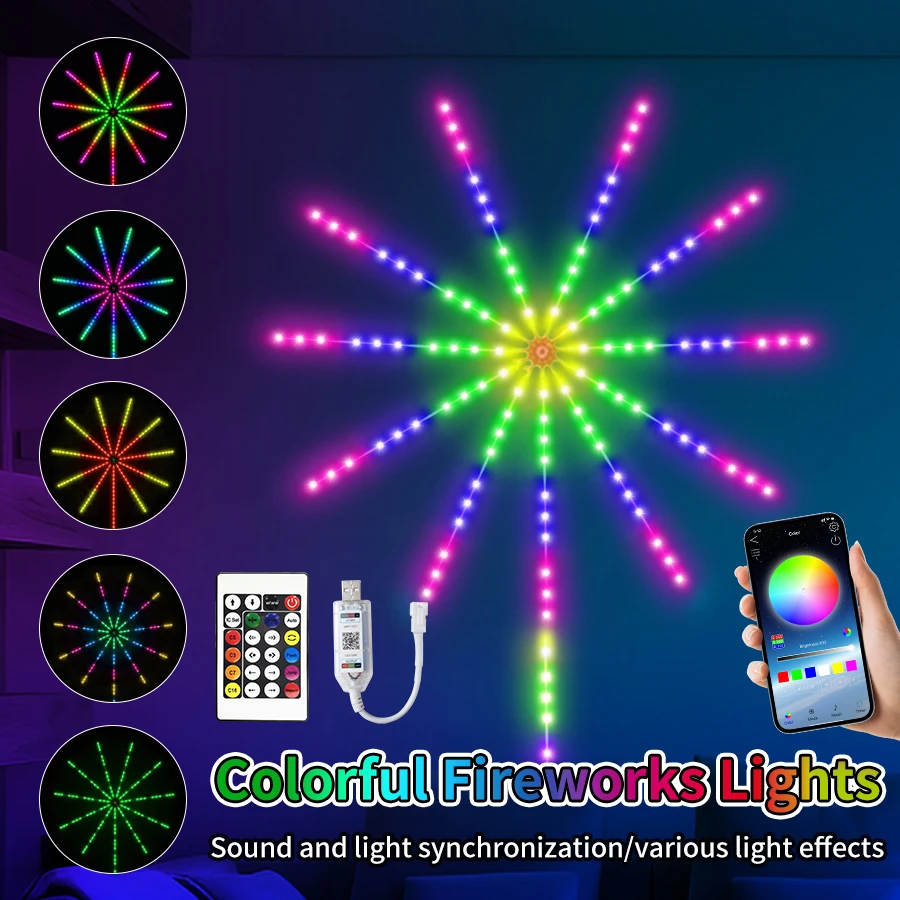 USB-LED-Fireworks-Light-LED-Garland-RGB-Neon-String-Light-Bluetooth-APP ...