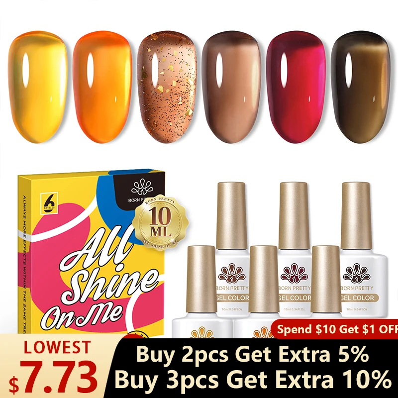 BORN PRETTY 가을 겨울 젤리 투명 젤 폴리쉬 세트 6 병 10ml, 반투명 쉬어 젤 네일 폴리시| | - AliExpress