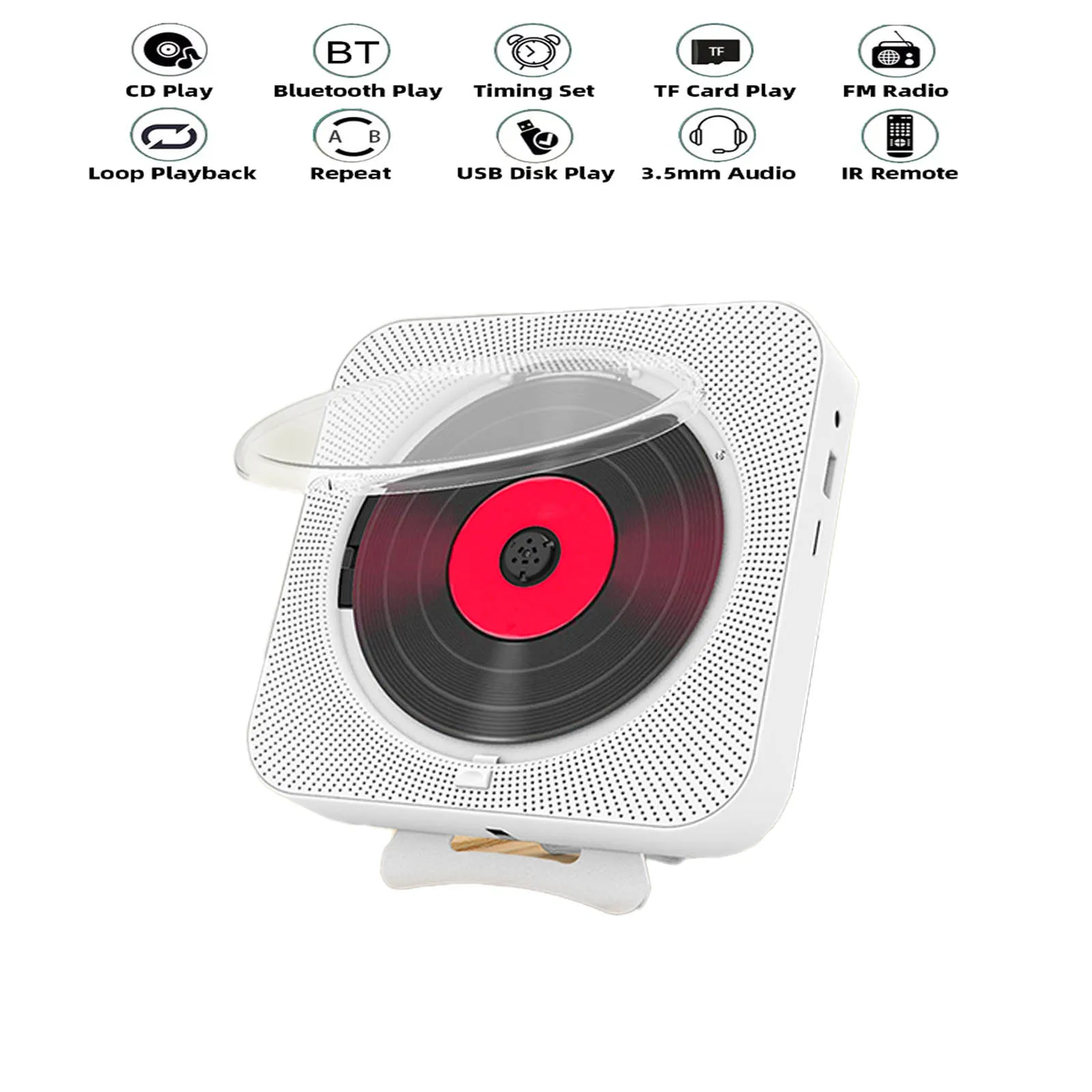 Portable-CD-Player-Bluetooth-Speaker-Stereo-LED-Screen-Wall-Mountable ...