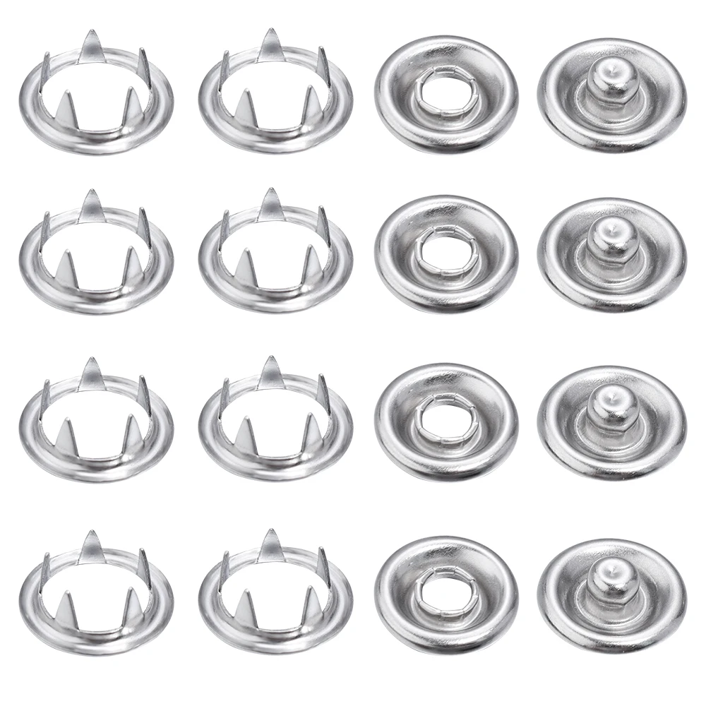 SAUVOO 50sets Iron Snap Button 9.5/11mm Rhodium Metal Press Studs ...
