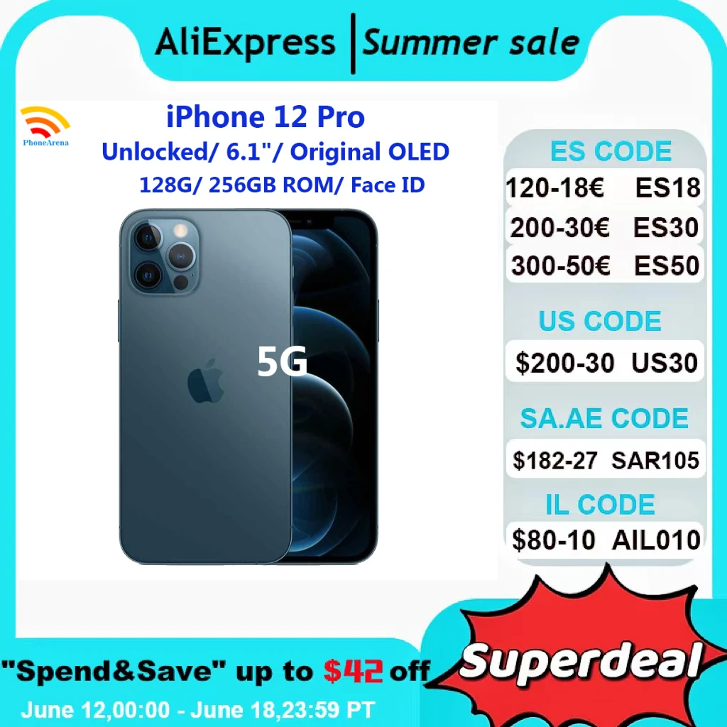 IPhone 12 Pro, Original, 128GB, 256GB ROM, 6,1 ", Super Retina, OLED ...