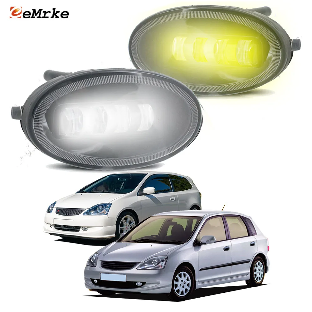 2x Lens Front LED Fog Lights Assembly White / Yellow Color Car Fog Lamp ...
