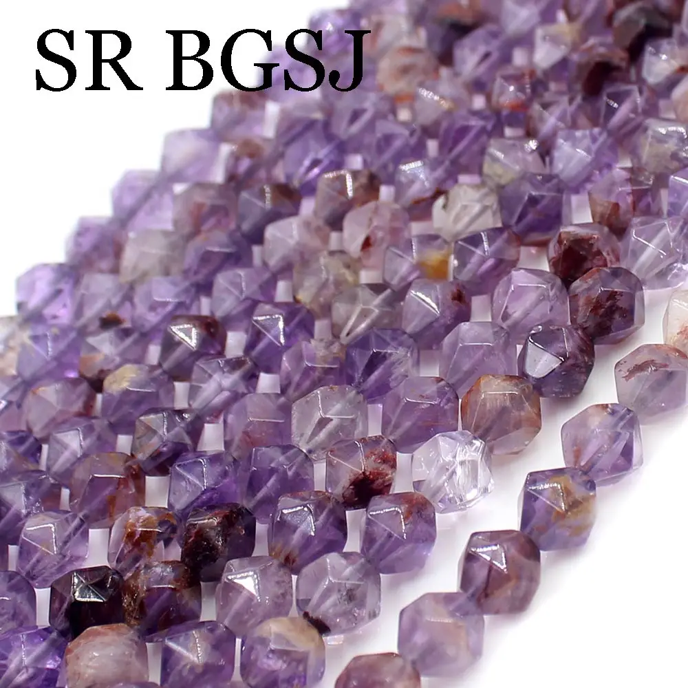BGSJ-8mm-Faceted-Round-Polygonal-Purple-Phantom-Natural-Stone-Beads ...