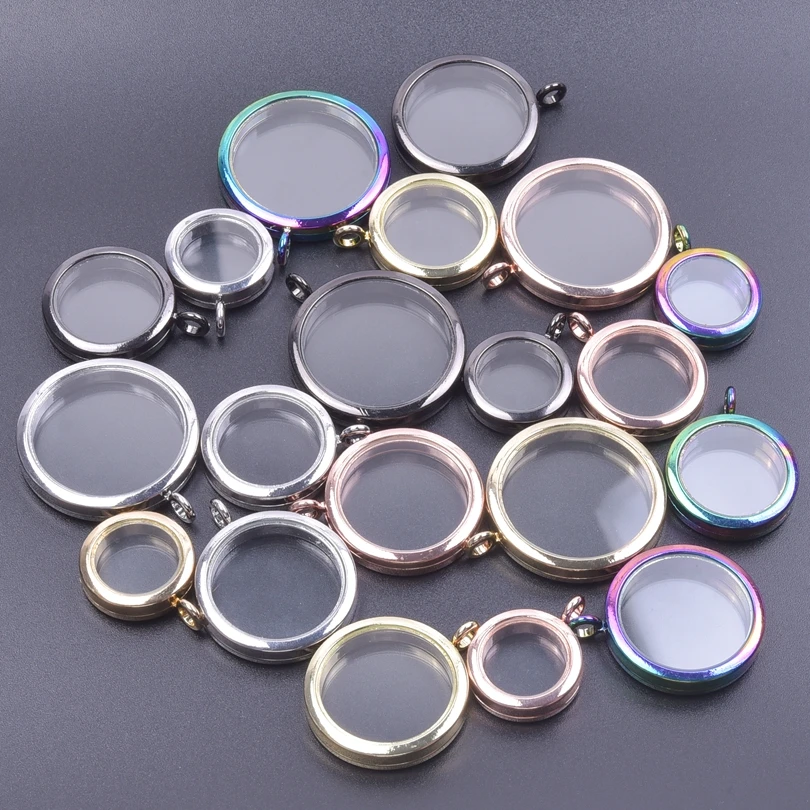 10Pcs-Lot-25-30-35-40mm-Metal-Round-Memory-Coin-Holder-Locket-Pendant ...