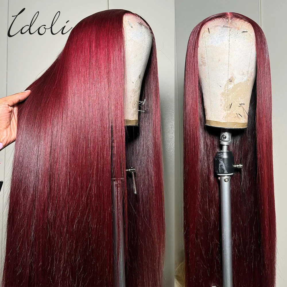 HD-Lace-Wig-13X6-Human-Hair-Lace-Frontal-Wig-Burgundy-99J-Straight ...