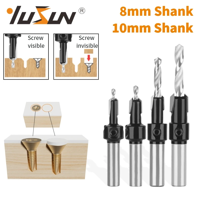 YUSUN-1PC-8MM-10MM-Shank-Countersink-Bit-With-Double-Screw-Router-Bit ...