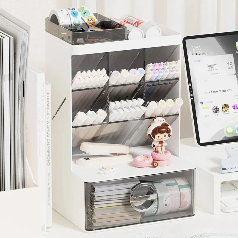 Office Desktop Organizer Box Plug-in Pen Holder Office Stationery ...