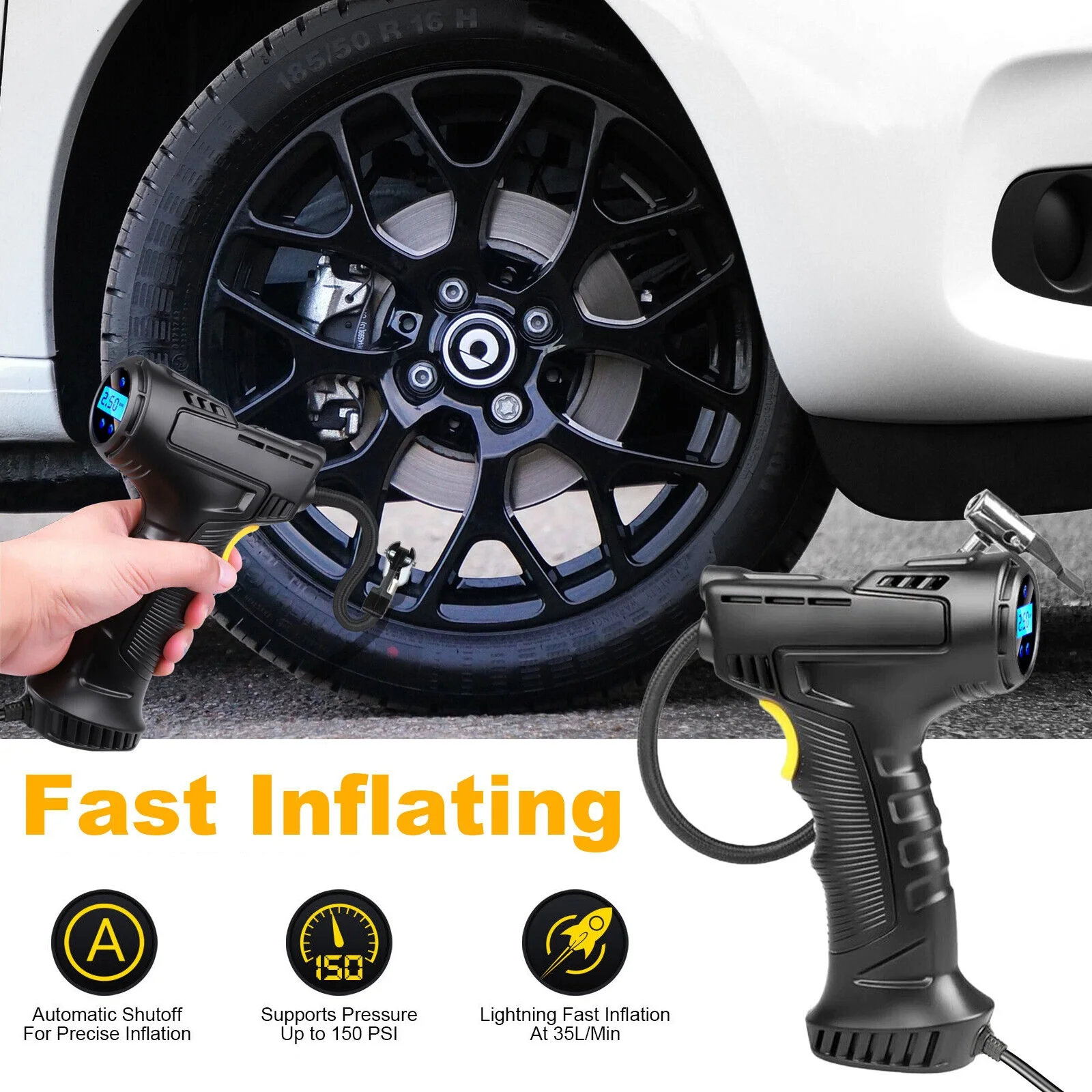 120W Car Pump Wireless/Wired Electric Car Tire Inflatable Pump Air ...