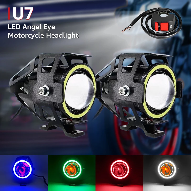 U7-Headlight-LED-Angel-Eyes-Motorcycle-Spotlights-Auxiliary-Led-Angel ...
