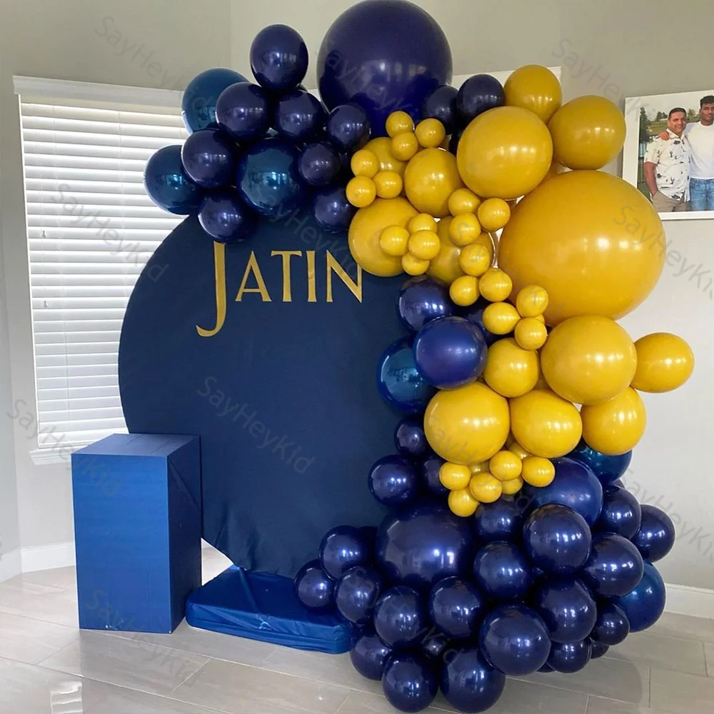 107pcs-Navy-Blue-Balloons-Garland-Kit-Mustard-Yellow-Balloons-for ...