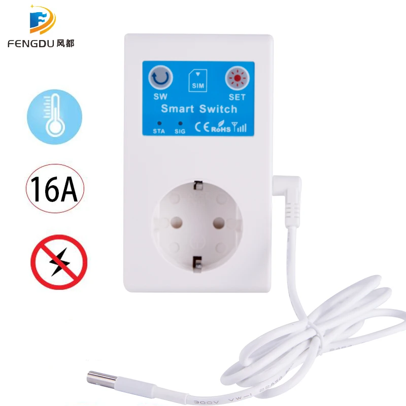 Gsm Power Socket 16a Smart Plug Socket Outlet Remote Relay Switch ...