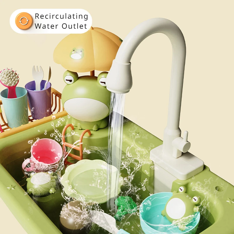Children-s-Pretend-Play-Kitchen-Toy-Electric-Dishwashing-Station-with ...
