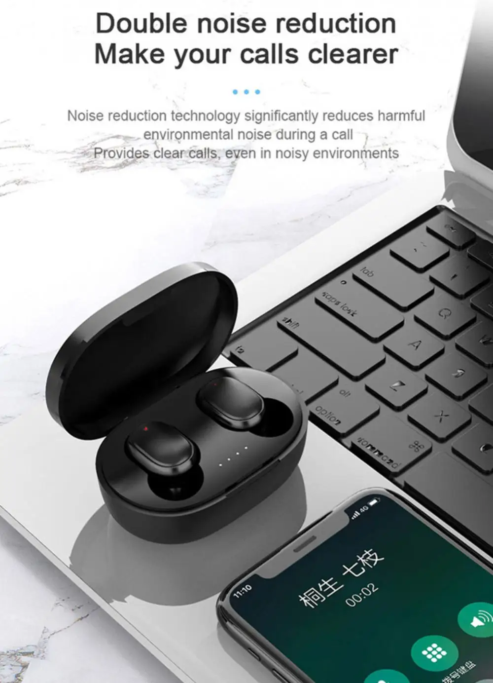 A6S TWS Bluetooth 5.0 Earphone Wireless Headphone Stereo Headset Noise ...