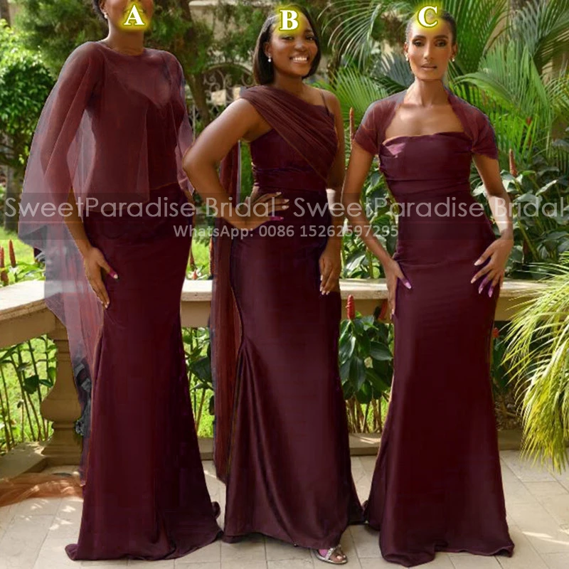 Customized-Burgundy-Trumpet-Long-Bridesmaid-Dresses-Long-Mermaid-Shawl ...