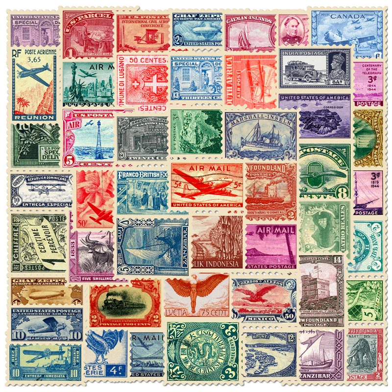 10-20-50pcs-Vintage-Postage-Stamp-Aesthetic-Classical-Beauty-Deco-Paper ...