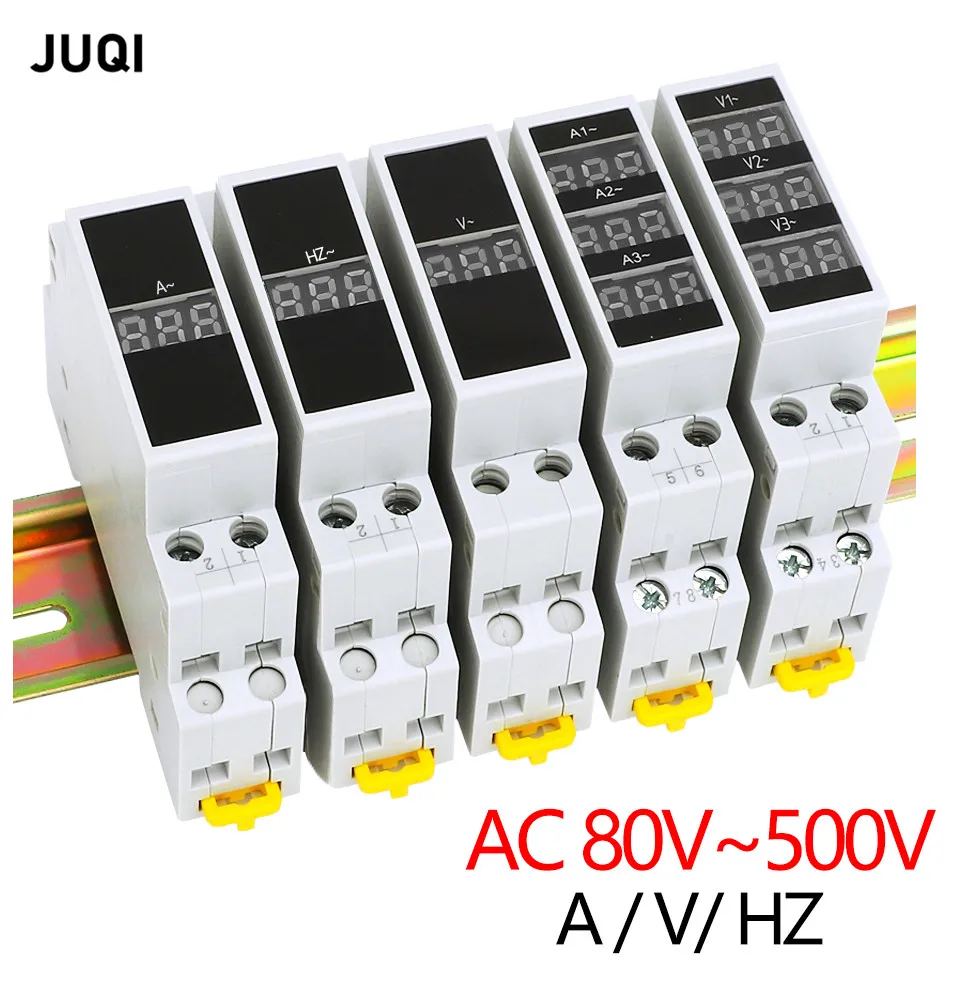 Din rail mounted ammeter Ac 80-500V mini module voltmeter single-phase ...