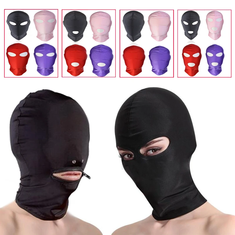 2022 Fetish Open Mouth Hood Mask Spandex Lycra Hood Bdsm Sm Role