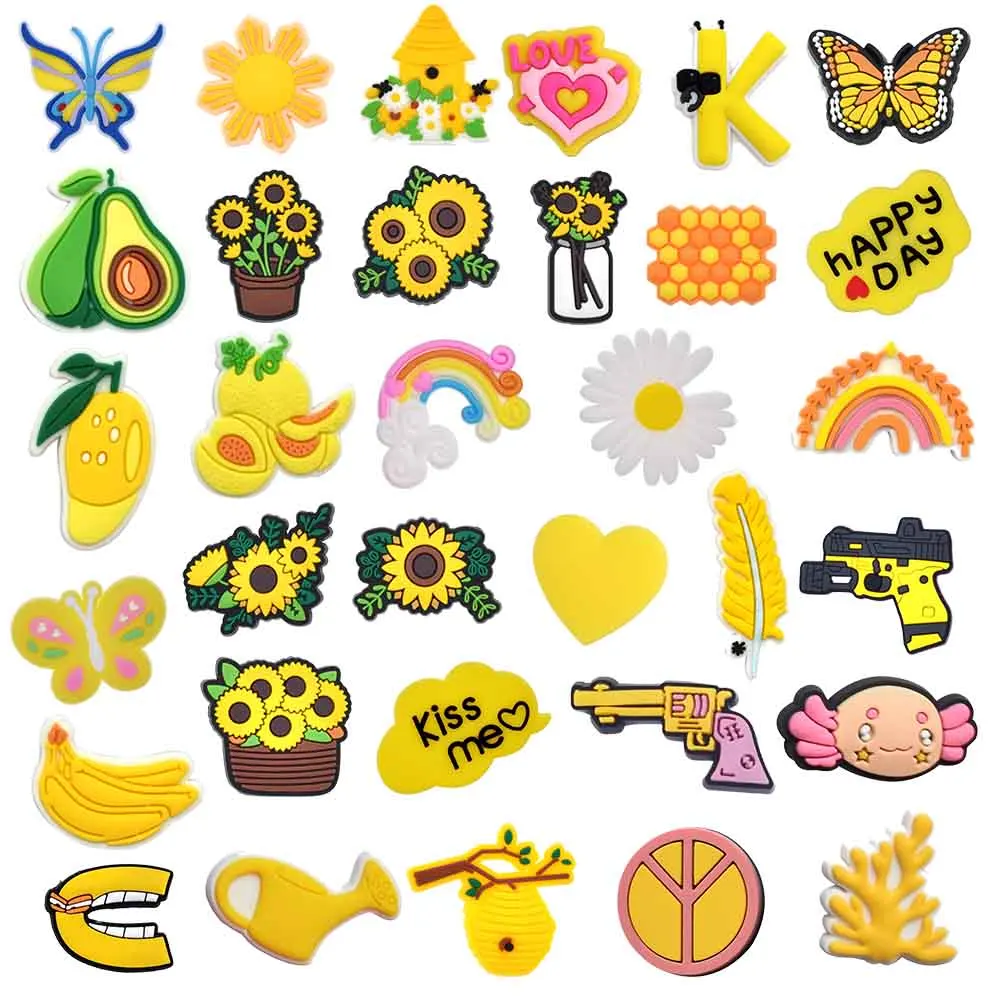Yellow-Natural-Shoe-Charms-for-Crocs-Sunflower-Plants-Accessories-Shoe ...