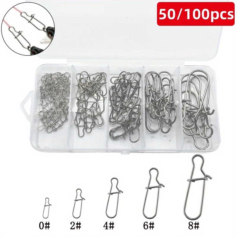 50/100 Pcs Stainless Steel Fishing Clips - Quick and easy bait ...