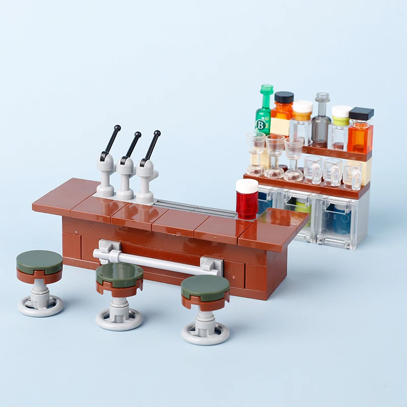 MOC-City-Bar-Counter-Building-Blocks-Kit-Liquor-Beer-Wine-Cabinet ...