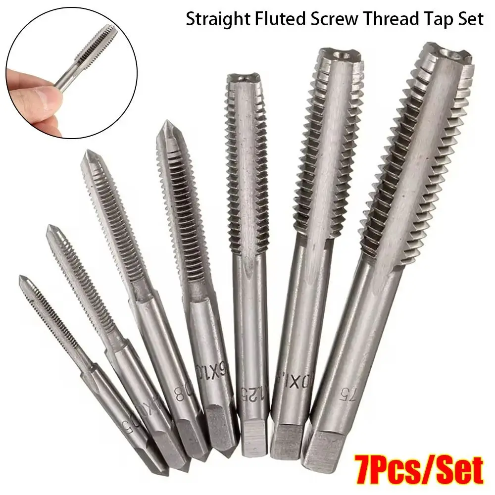 7Pcs-set-Straight-Fluted-Screw-Thread-Tap-Set-Square-Shank-Right-Hand ...