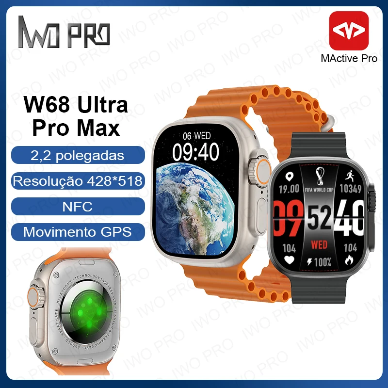 Iwo pro 2023 w68 ultra pro max relógio inteligente 2.2 polegadas 428*518 série 8 49mm gps ...