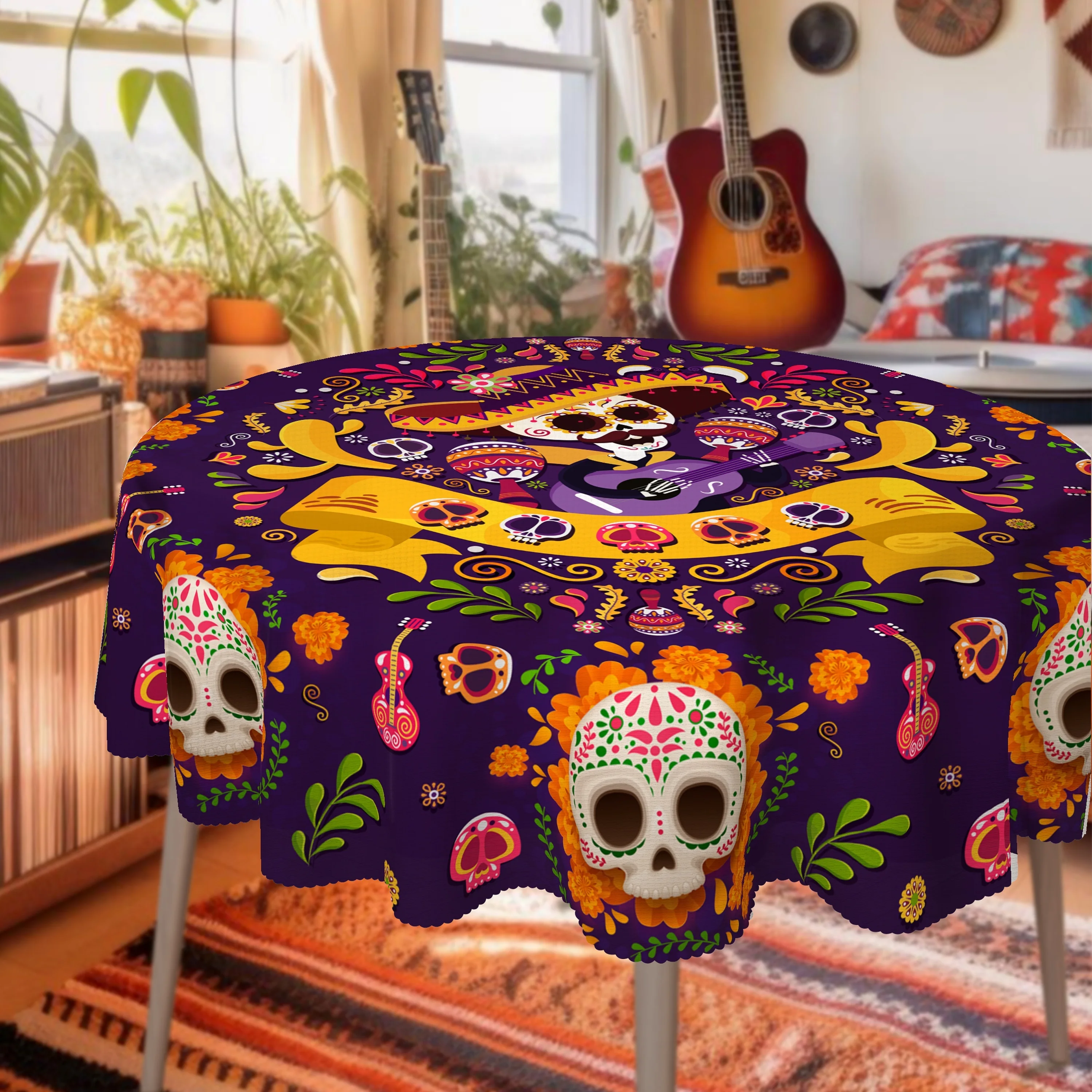 1pcs-Mexican-Floral-Skull-Carnival-Holiday-Party-Dinner-Tablecloth-for ...