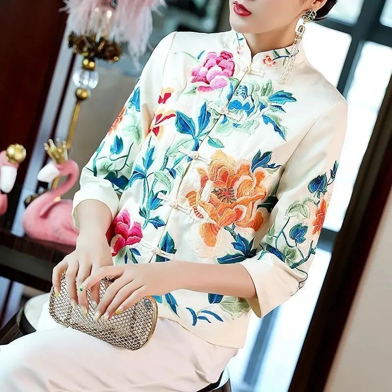 Embroidery Chinese Tops Women Hanfu Eleganti Loose Coat Tang Suit ...