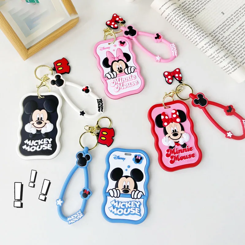 Disney Mickey anti-lost card holder Cartoon Kawaii Minnie student meal ...