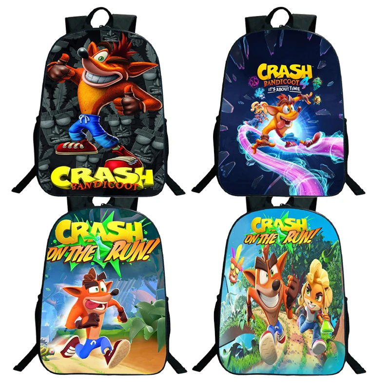 Crash-Bandicoot-On-the-Run-Backpack-Cartoon-School-Bags-Teenager-Laptop ...