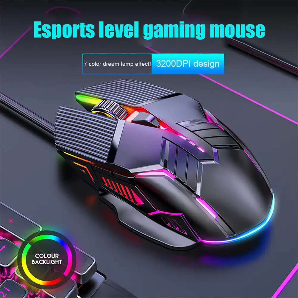 Ergonomic RGB Wired Gaming Mouse - 6 Button LED Silent Mice for PC Laptop, USB Computer Mouse ...