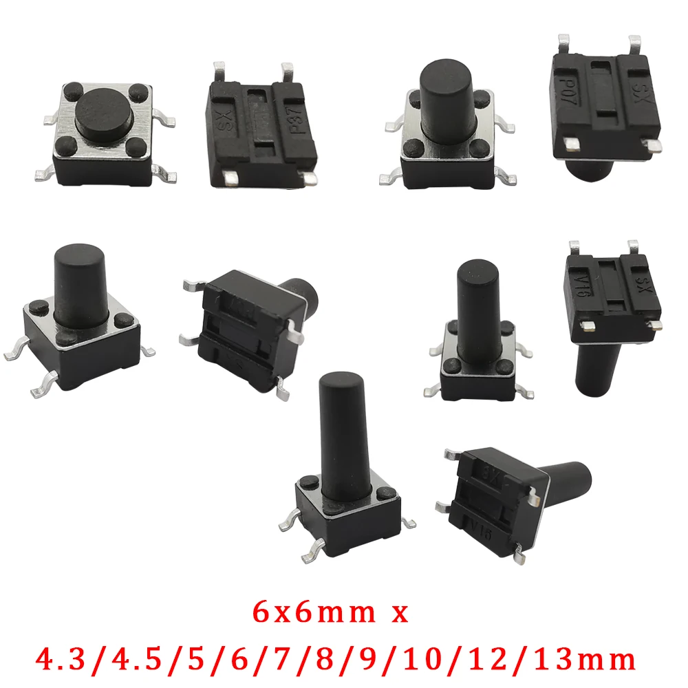 50Pcs-6x6MM-PCB-Momentary-Tactile-Tact-Switch-SMD-4Pin-Self-reset-Push ...