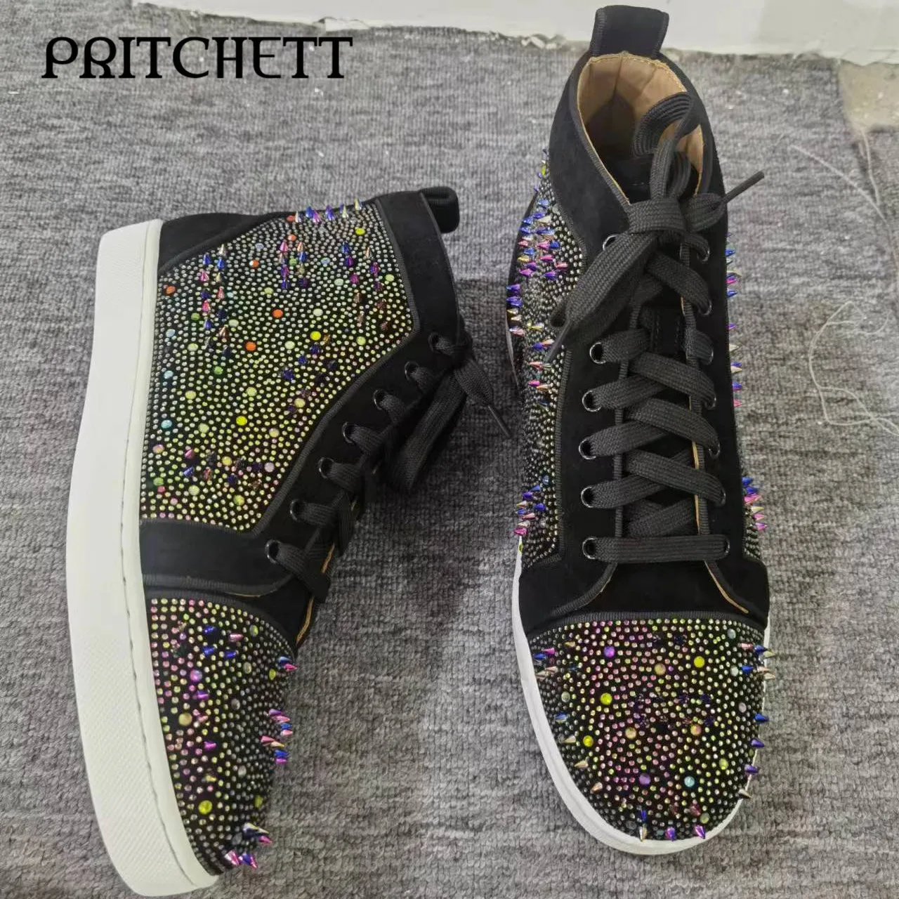 Colorful-Diamond-Rivet-Casual-Shoes-Fashionable-Sequined-Lace-Up ...