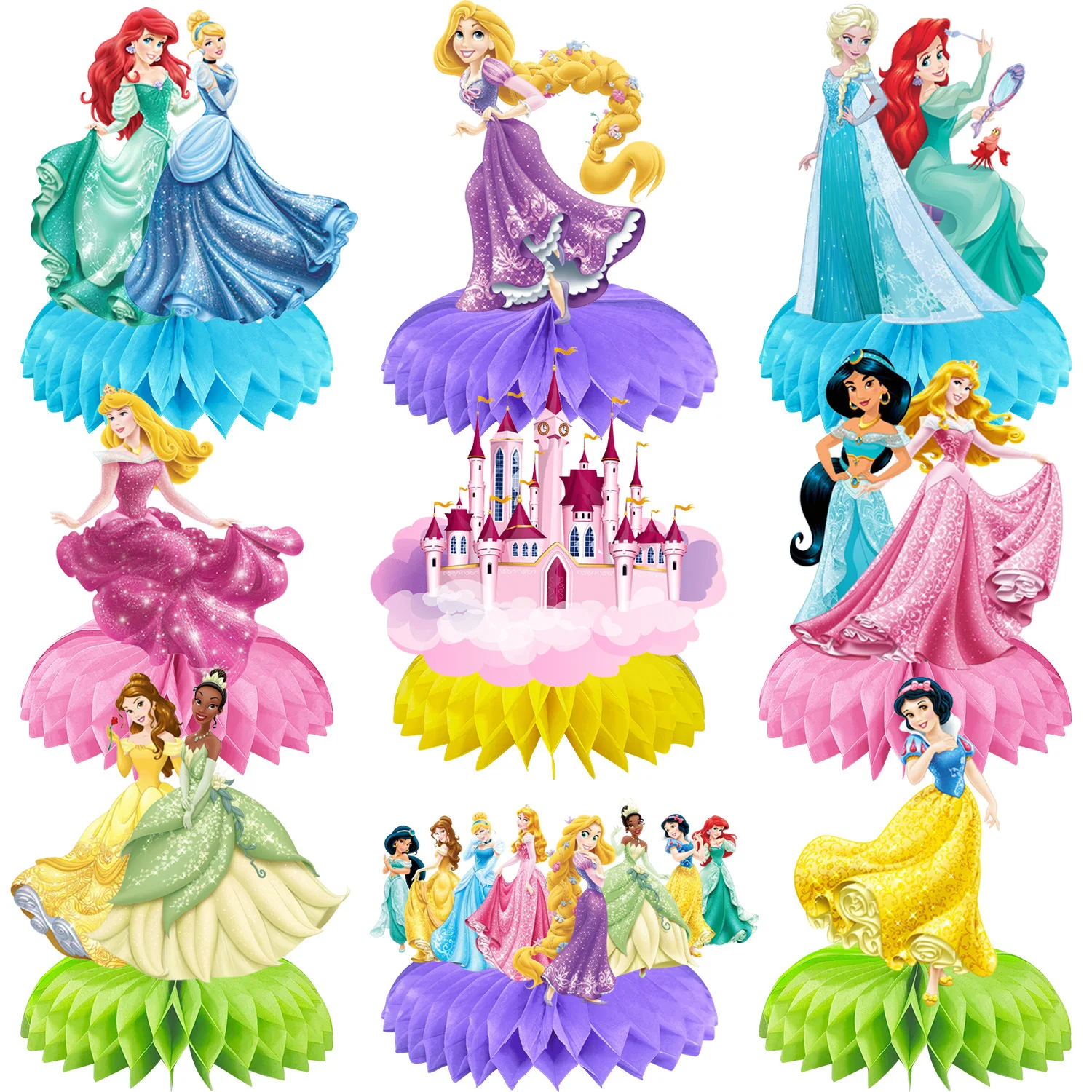 Decoraciones-de-centro-de-panal-de-princesa-Disney-Blancanieves-Ariel ...