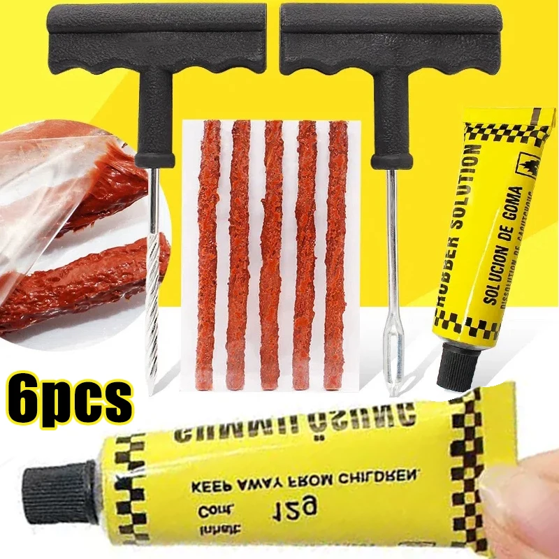 Car-Tire-Repair-Tool-Kit-with-Rubber-Strips-Tubeless-Tyre-Puncture ...
