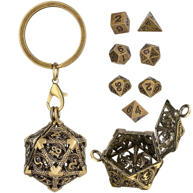 Small-Portable-Keychain-with-Hollow-D20-Metal-Case-Tiny-7pcs-Polyhedral ...