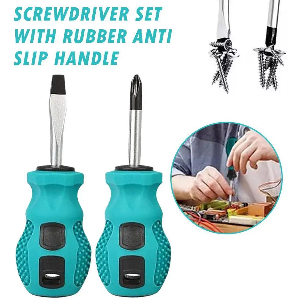 Screwdriver-Set-With-Rubber-Anti-Slip-Handle-Short-Handle-Multi ...